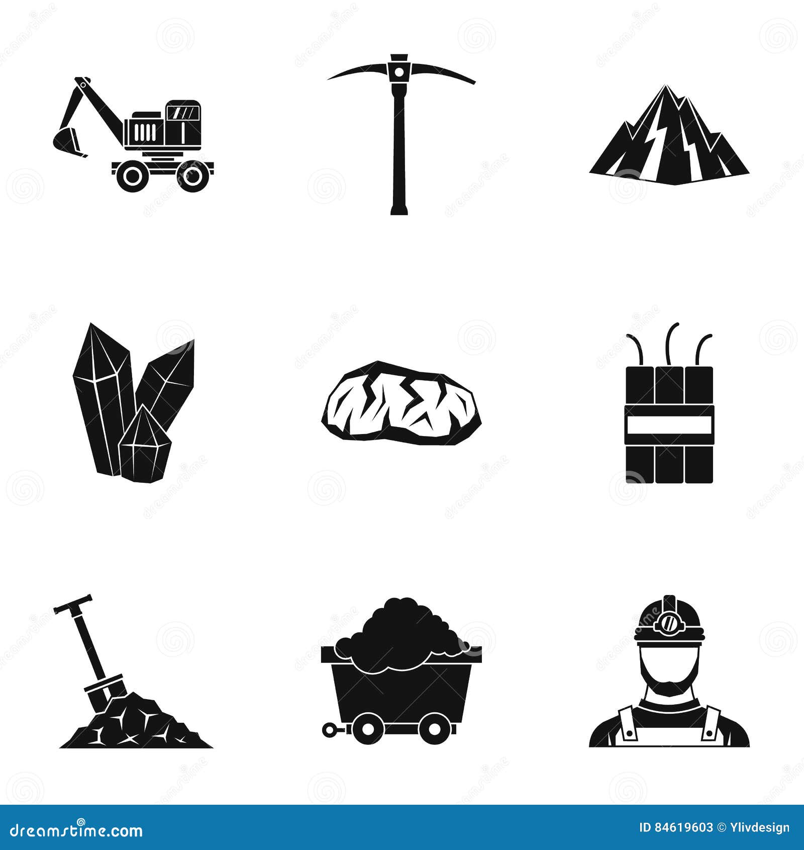 Mine Icons Set, Simple Style Stock Vector - Illustration of collection ...