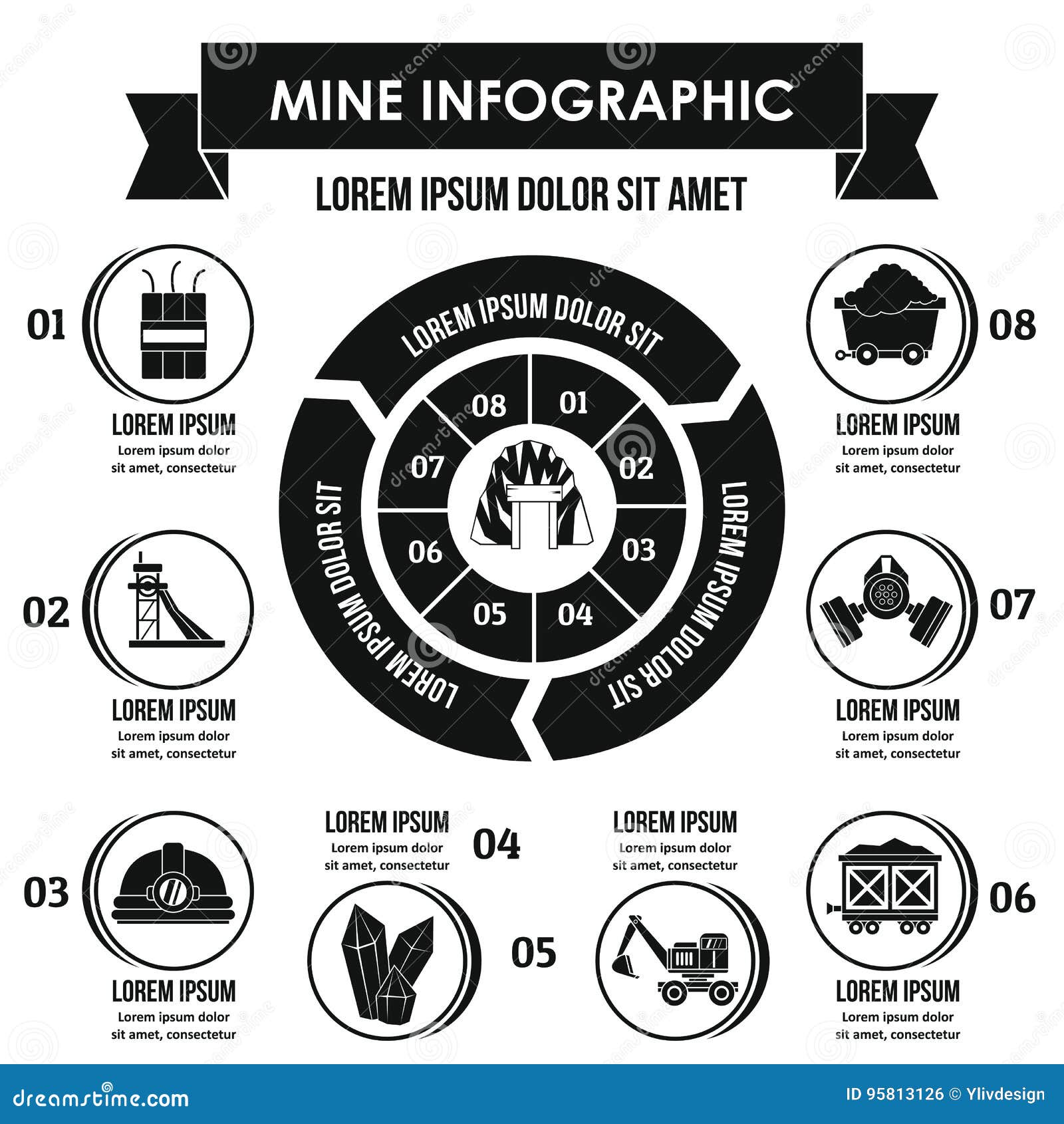 Mine Infographic Concept, Simple Style Stock Vector - Illustration of ...