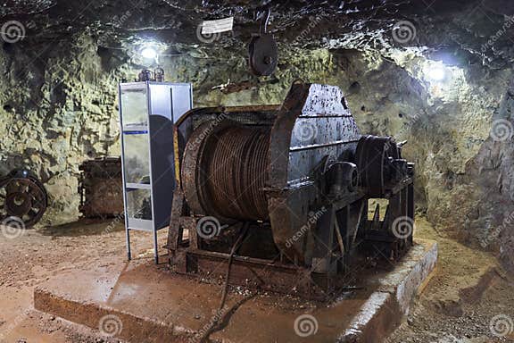 Mine lifting winch stock photo. Image of tunnel, hall - 259170908