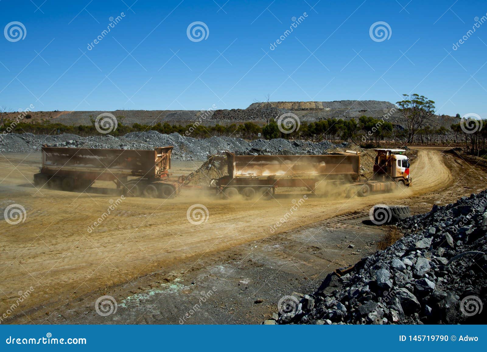 Mine Ore Transport stock photo. Image of long, trailer - 145719790