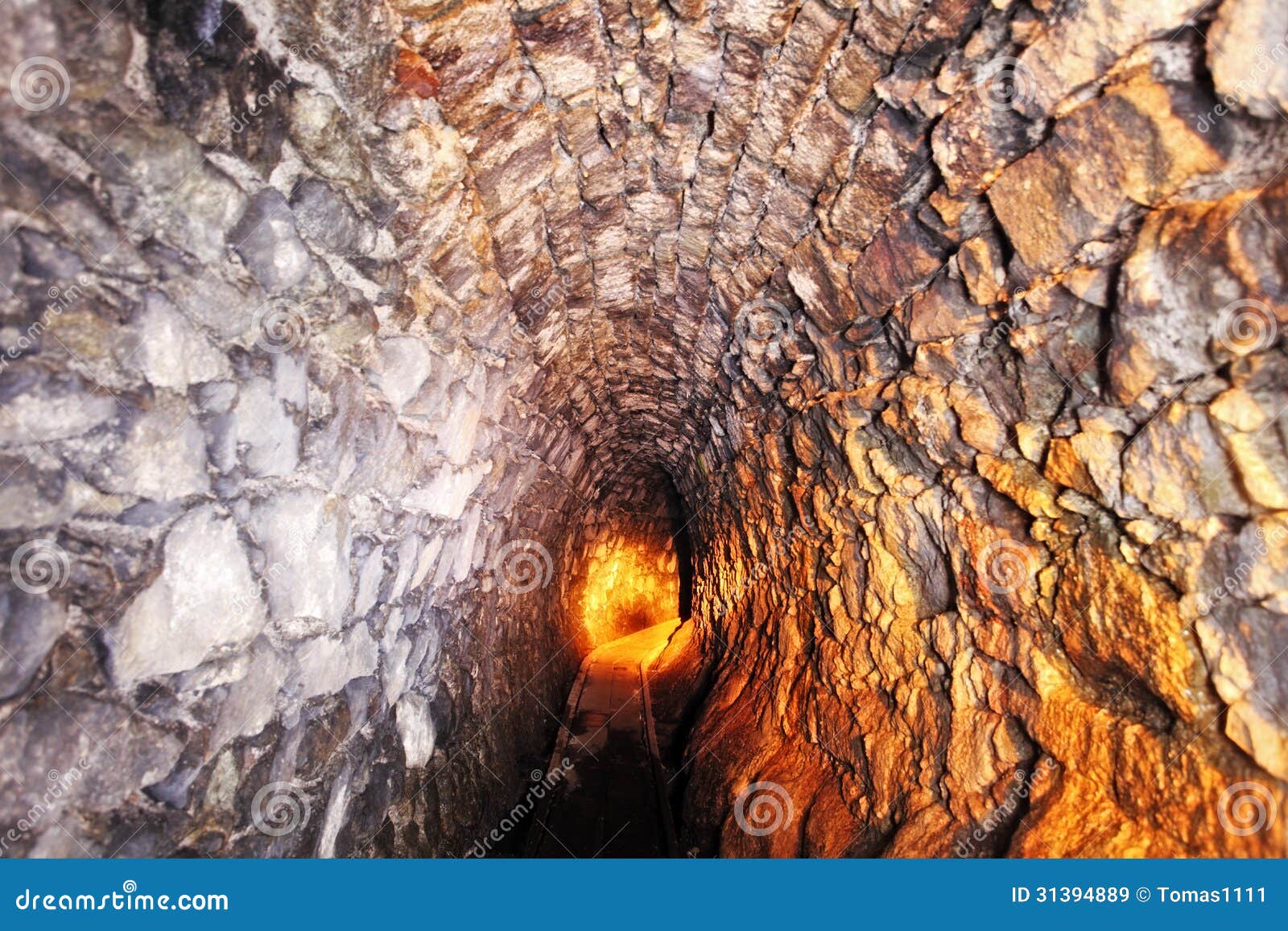 Mine with Railroad Track - Underground Mining Stock Image - Image of ...