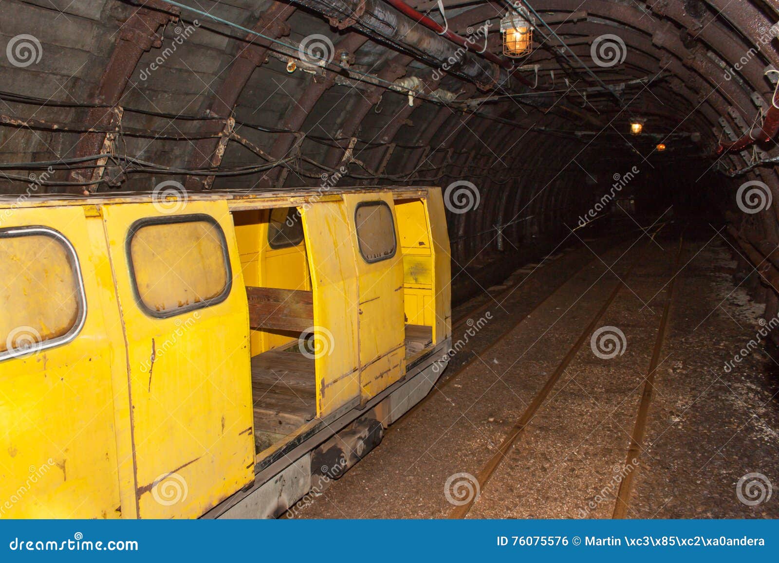 Mine Railway in Undergroud. Modern Coal Mine . Real Underground Post ...