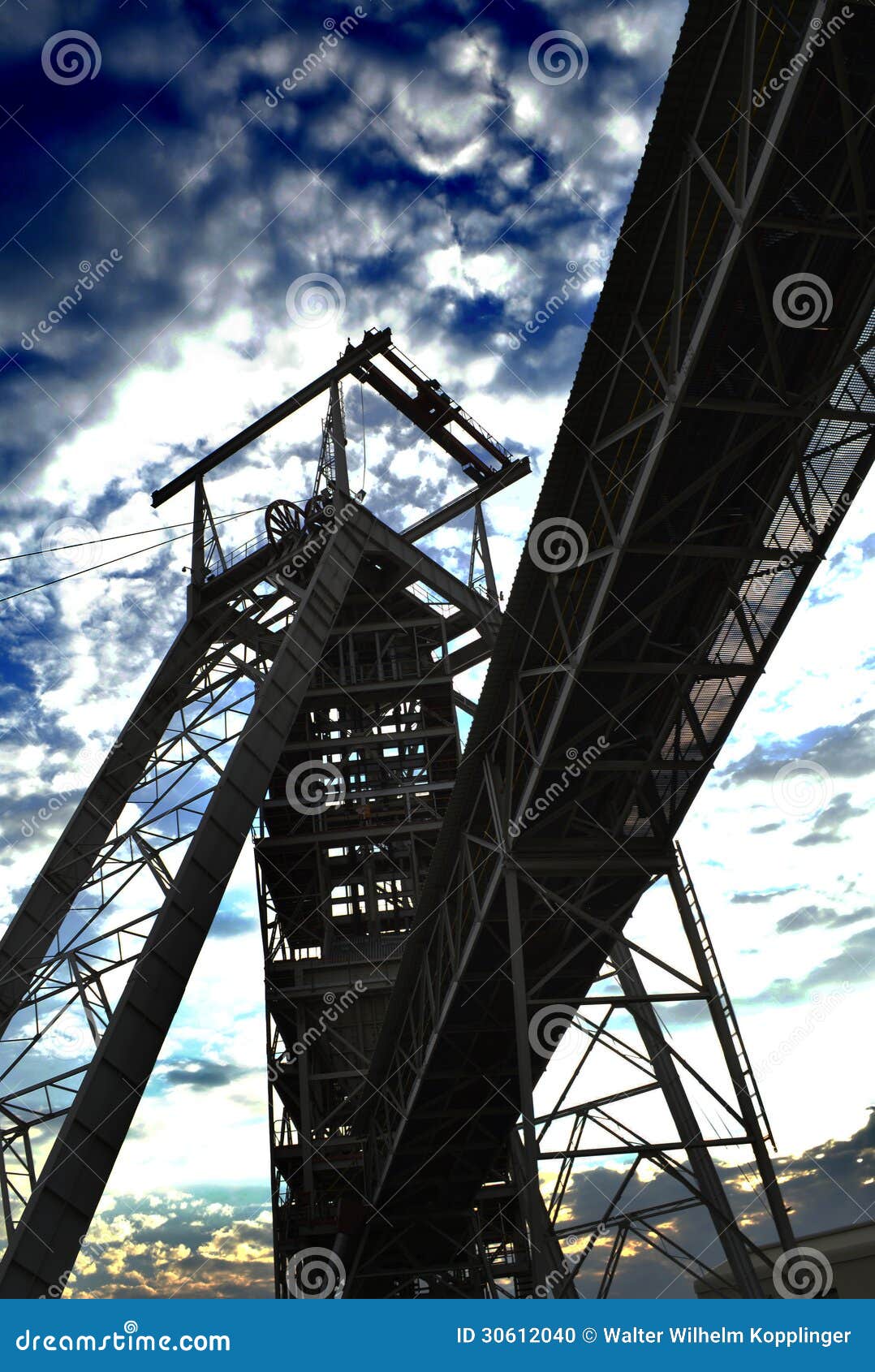 Mine Shaft Tower, Block Of Flats In Background Stock Photography ...