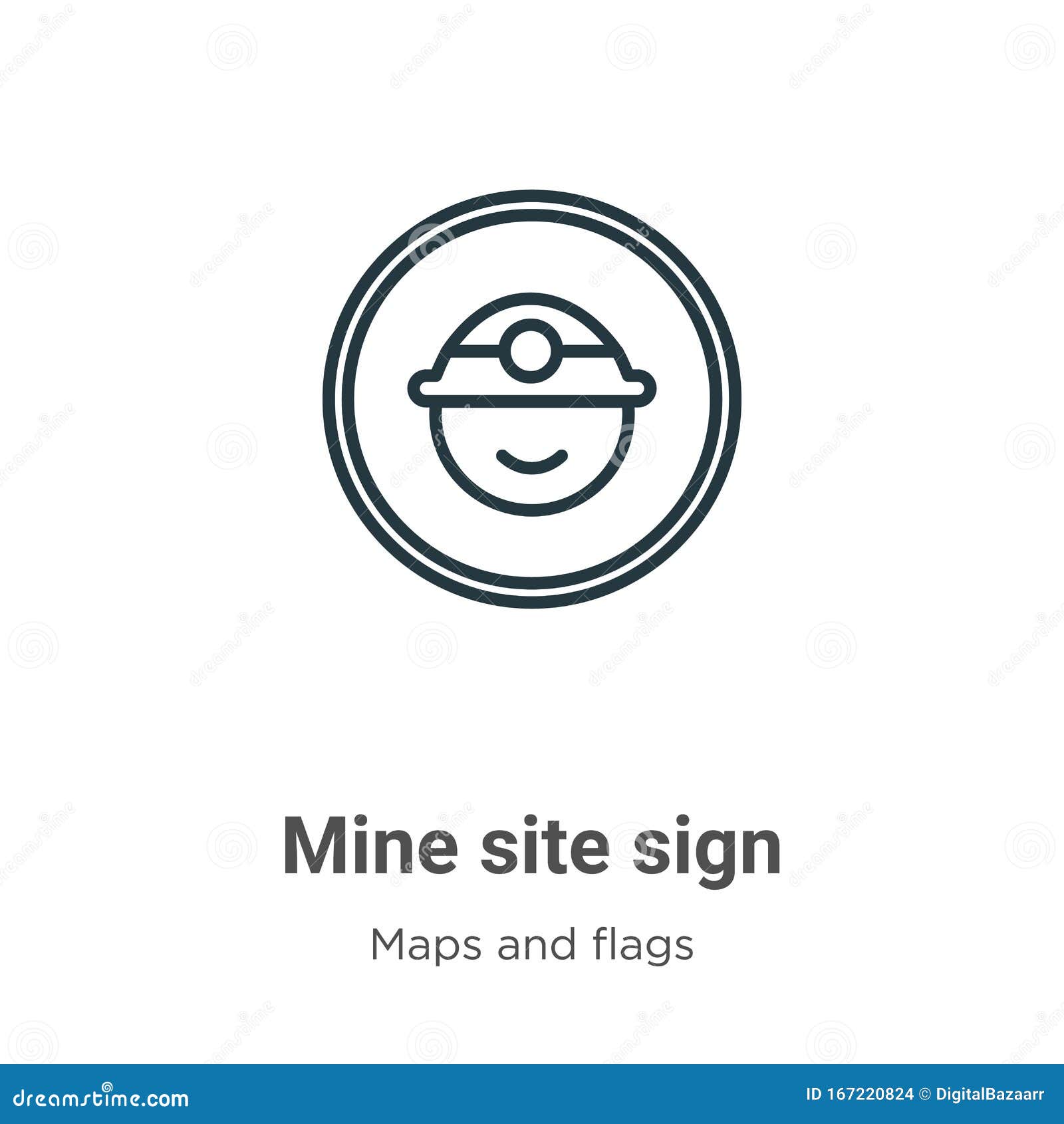 Mine Site Sign Outline Vector Icon. Thin Line Black Mine Site Sign Icon ...