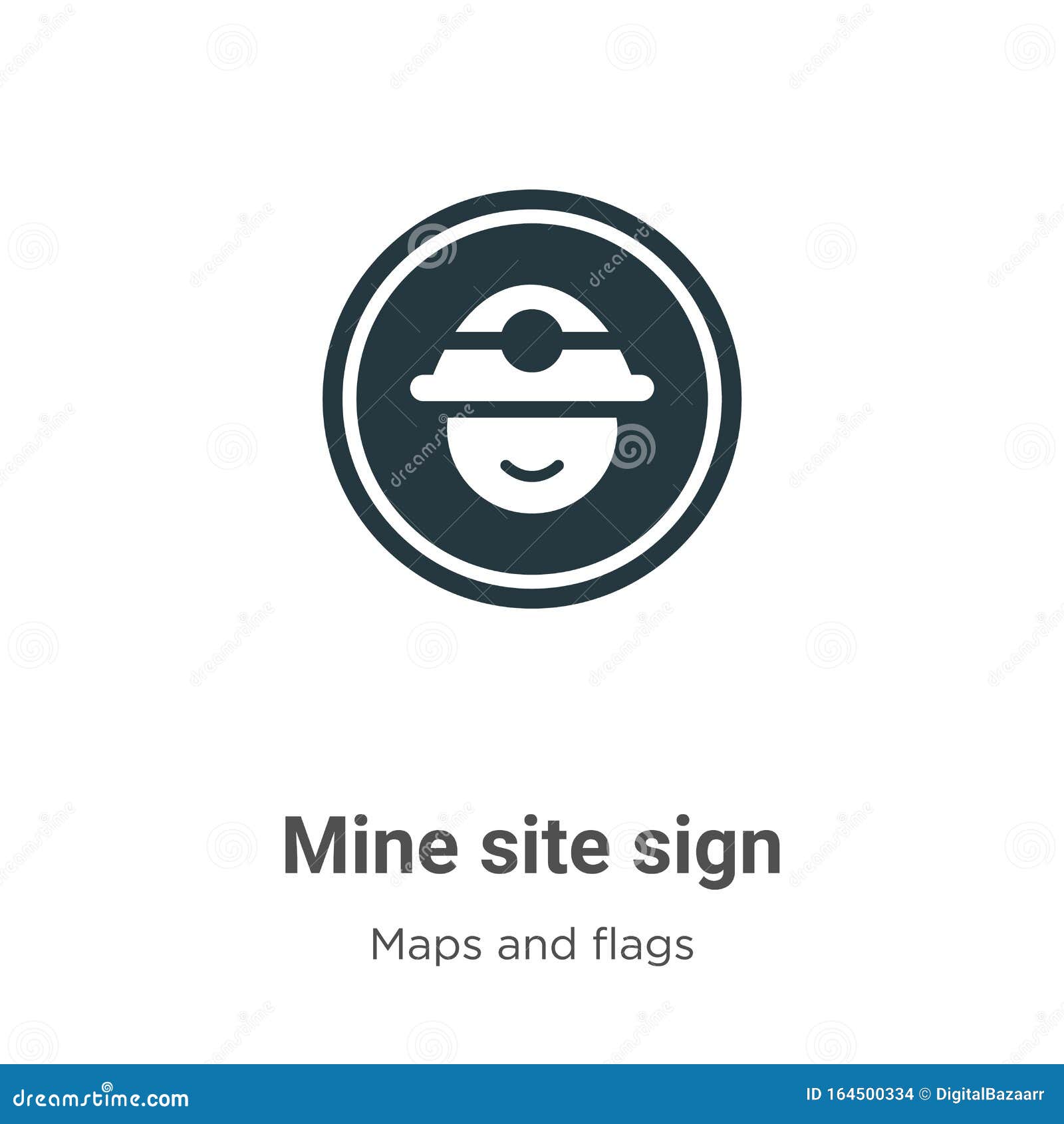 Mine Site Sign Vector Icon on White Background. Flat Vector Mine Site ...