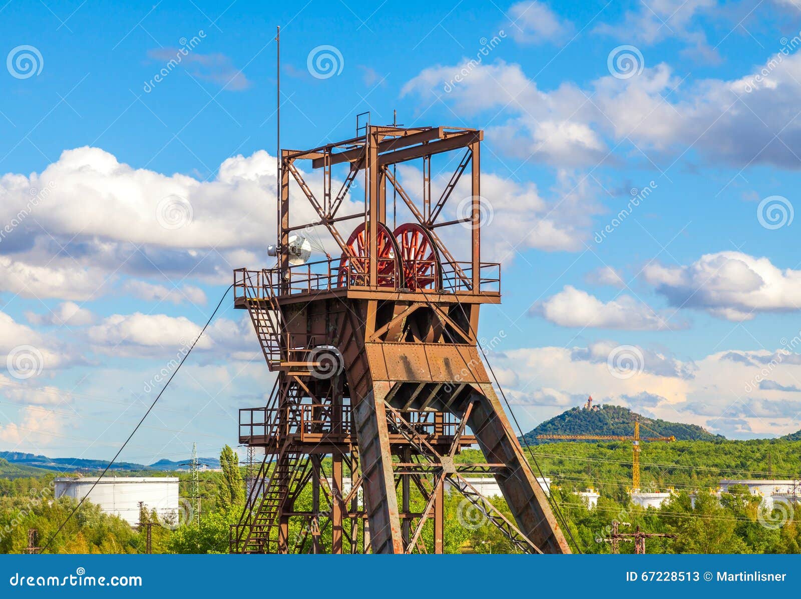 Mine tower and cloudy sky stock image. Image of coal - 67228513