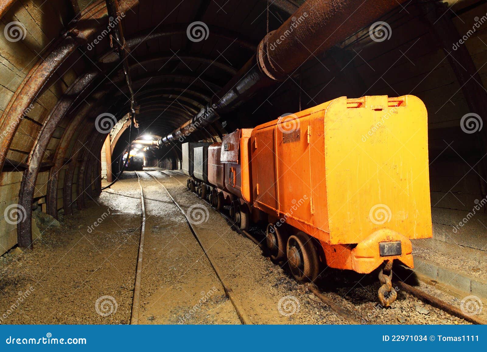 Mine with wagons stock photo. Image of inside, industry - 22971034