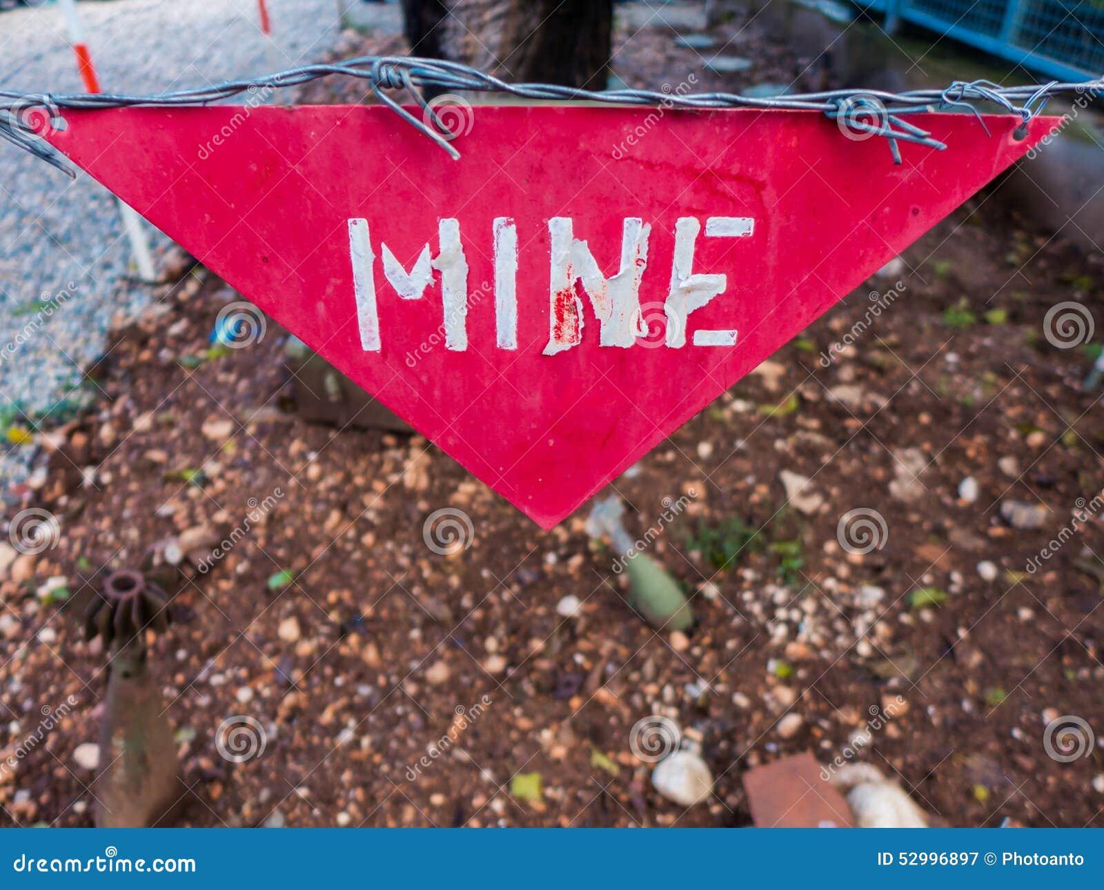 Mine warning stock image. Image of wire, explosive, stop - 52996897