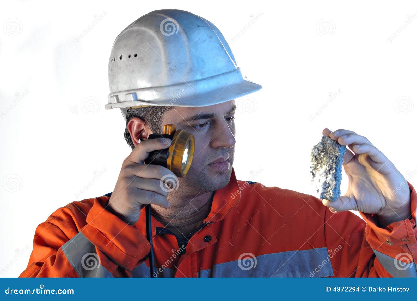 Mine worker with rock stock photo. Image of occupation - 4872294