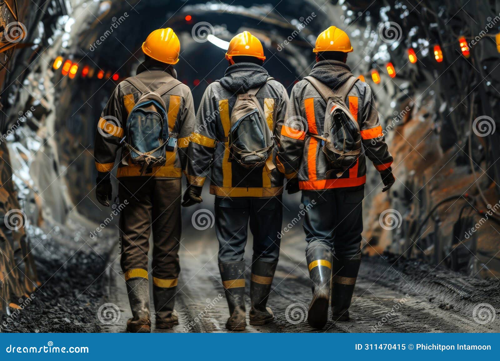 Mine Worker Wearing Helmets. at a Mine Site .Generative AI Stock Image ...