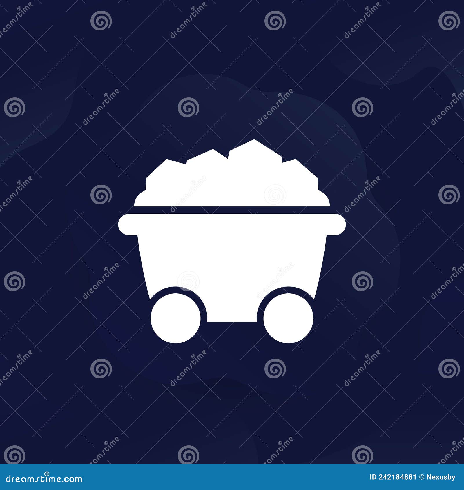 Minecart Icon, Mine Wagon with Coal Vector Stock Vector - Illustration ...