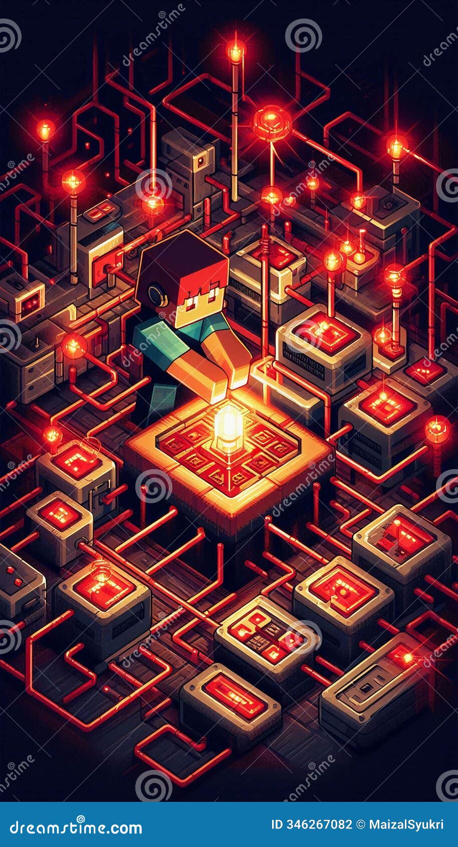 A Minecraft Engineer Handling Redstone Circuitry. Perfect For Tech ...