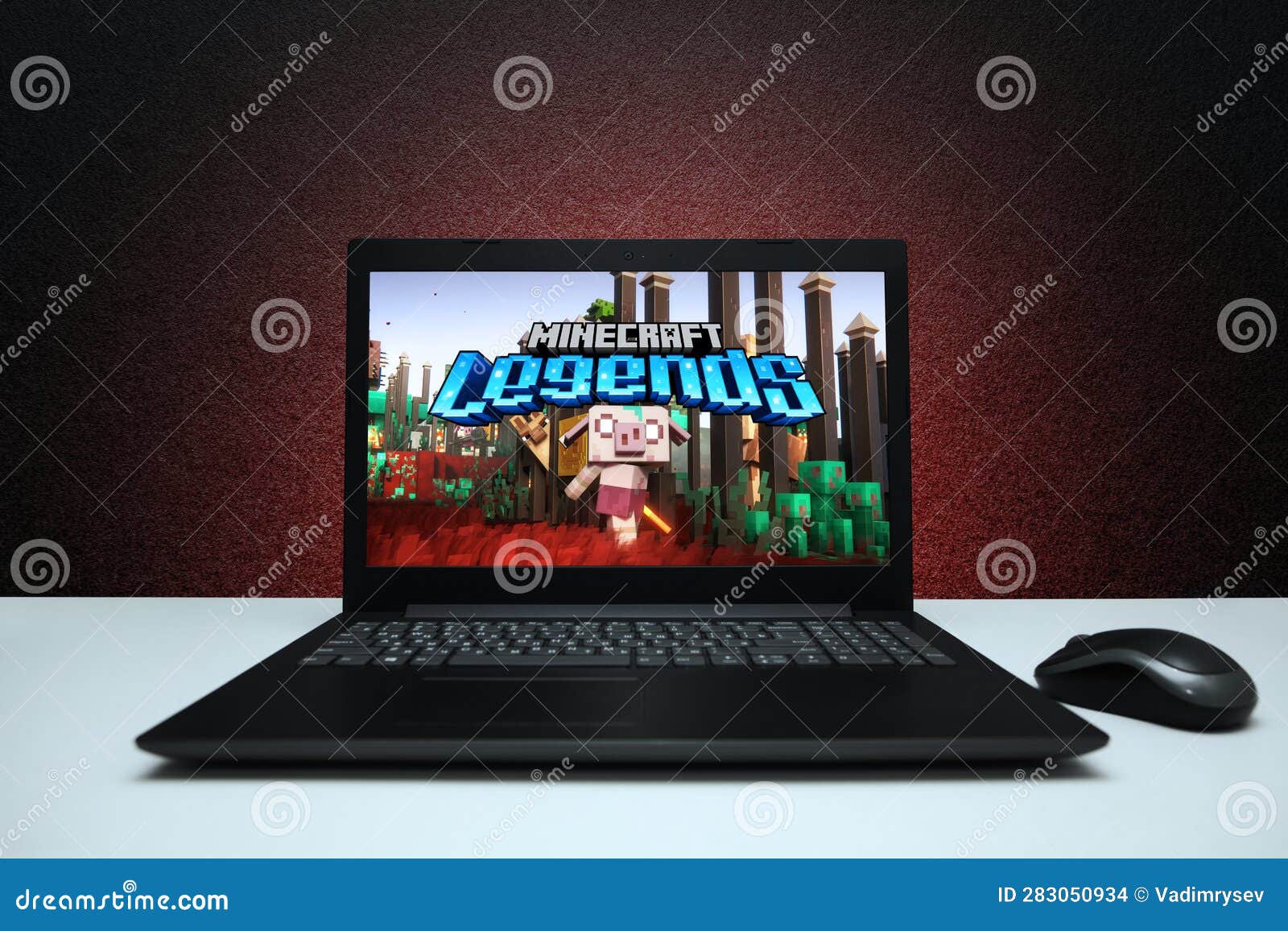 Minecraft is a Sandbox Video Game on the Screen Laptop Computer with ...