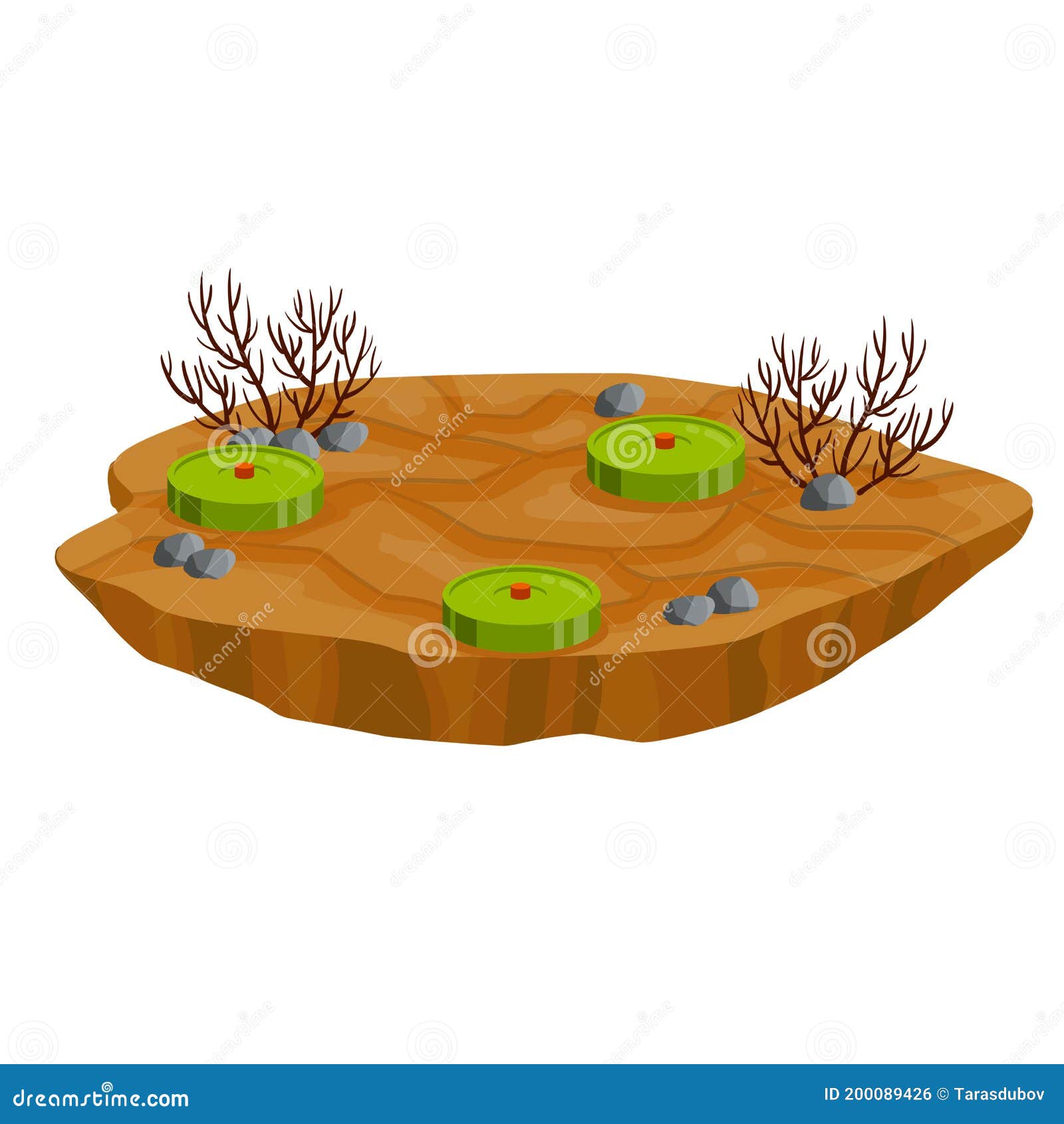 Minefield. Set of Mines on Ground. Rocks and Grass Stock Vector ...