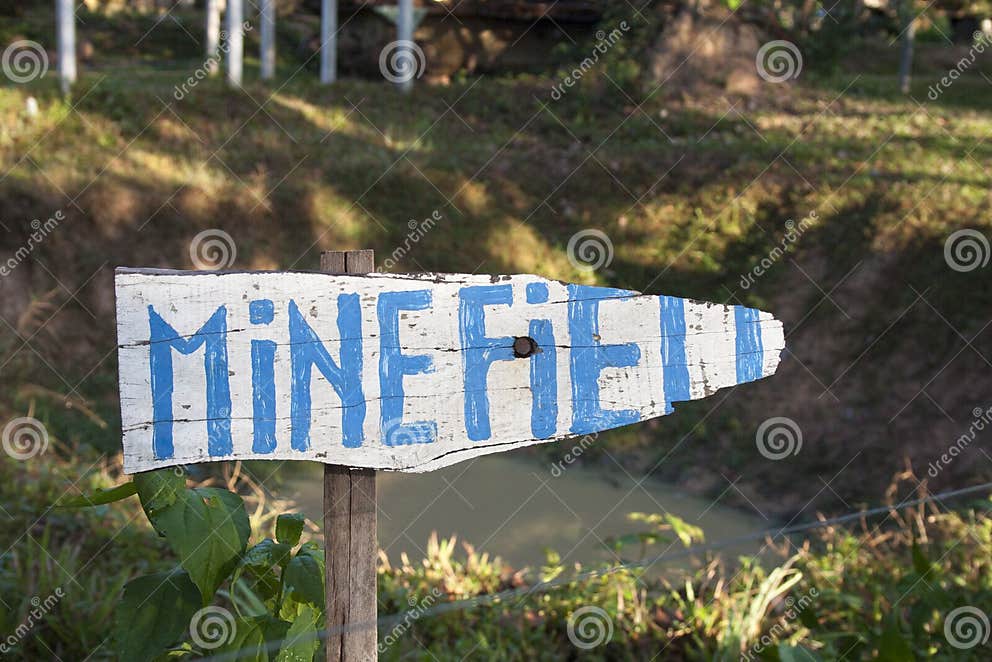 Minefield sign stock image. Image of field, bones, danger - 69956247
