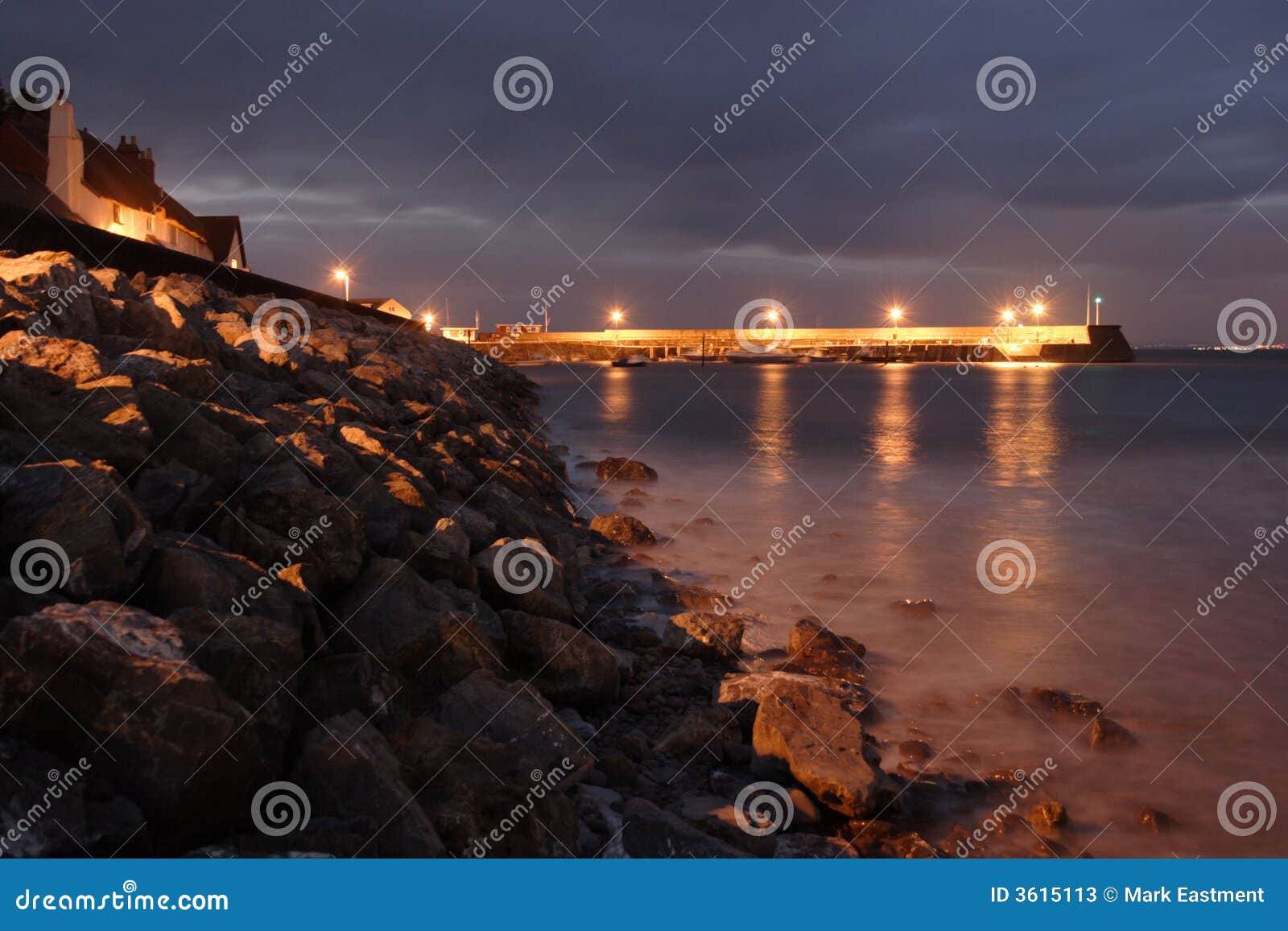 Minehead Harbour at night stock image. Image of seaside - 3615113
