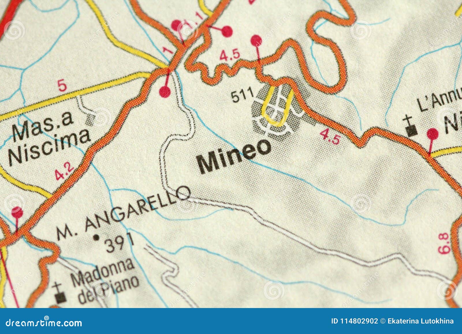 Mineo. Map stock photo. Image of journey, mark, geography - 114802902