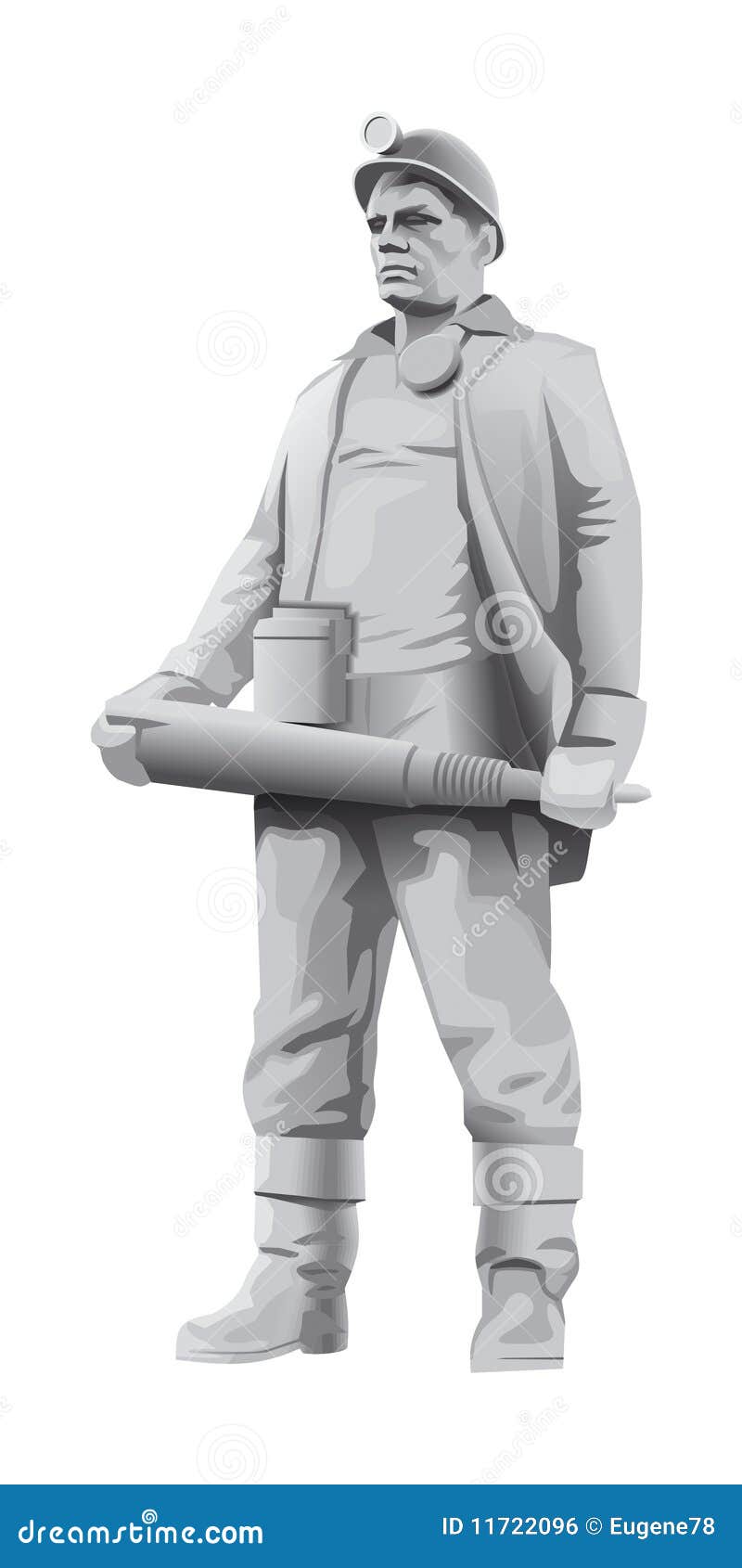 Miner stock vector. Illustration of greyscale, coal, miner - 11722096