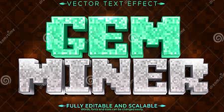 Miner 8 Bit Text Effect, Editable Pixel and Block Text Style Stock Vector - Illustration of font ...
