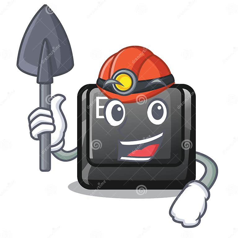 Miner Button E in the Mascot Shape Stock Vector - Illustration of ...