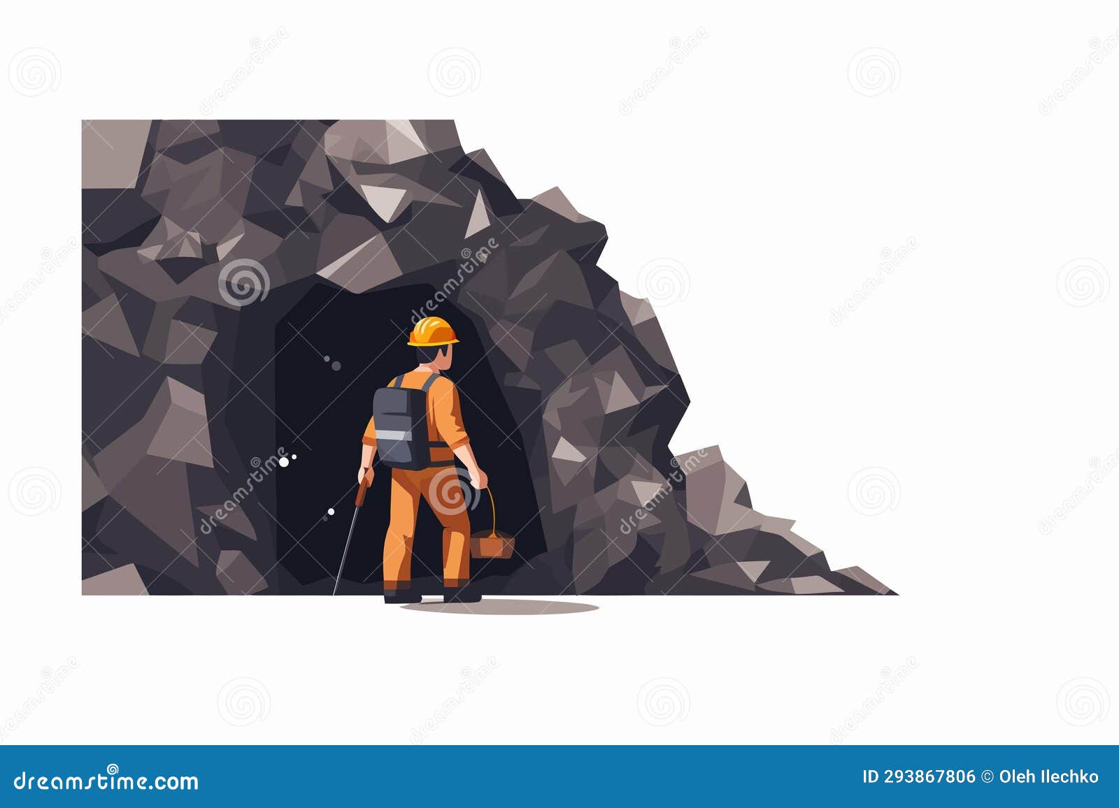 Miner in Cave Vector Flat Minimalistic Isolated Illustration Stock ...