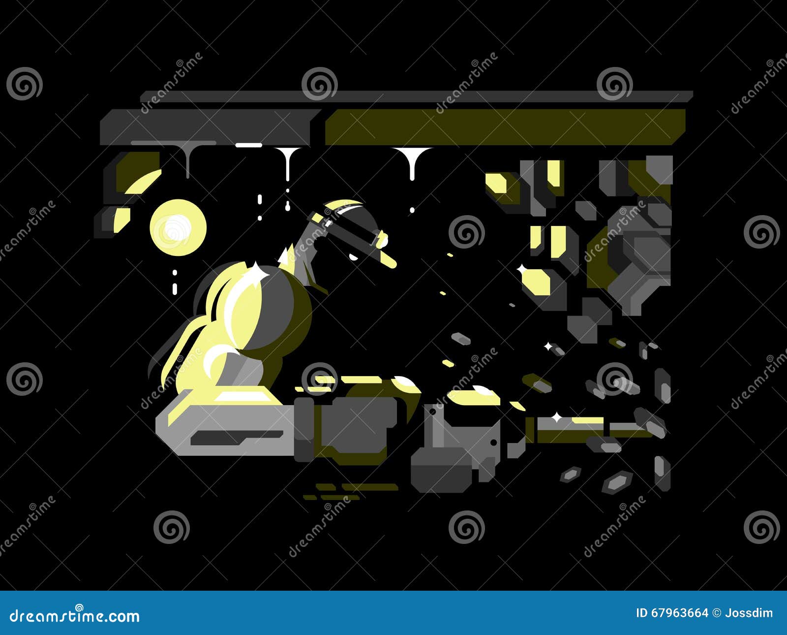 Miner Character With Trolley, Worker Pushing Wheeled Cart Filled With ... Miner Character With Trolley, Worker Pushing Wheeled Cart Filled With ...