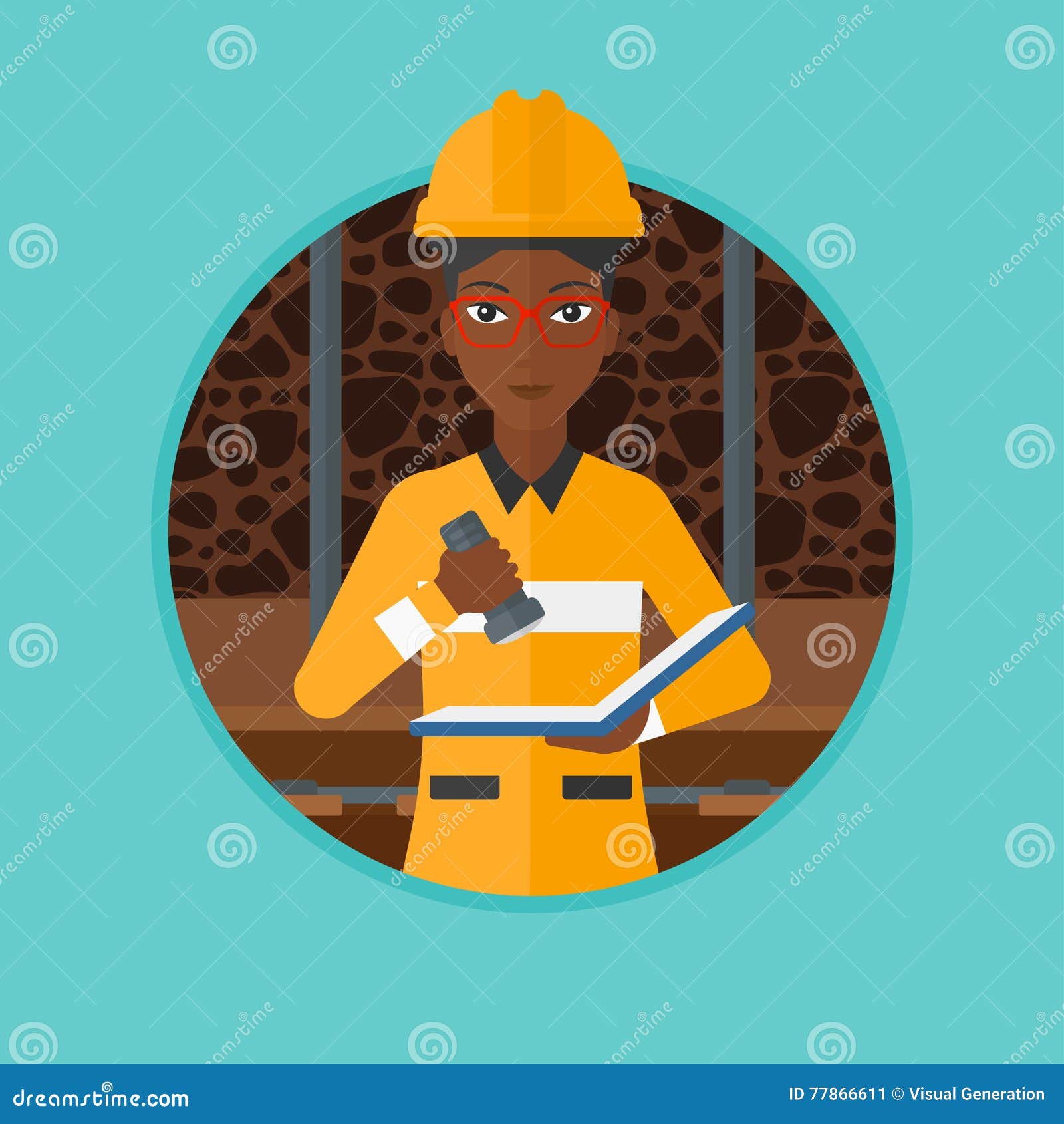 Miner Checking Documents Vector Illustration. Stock Vector ...