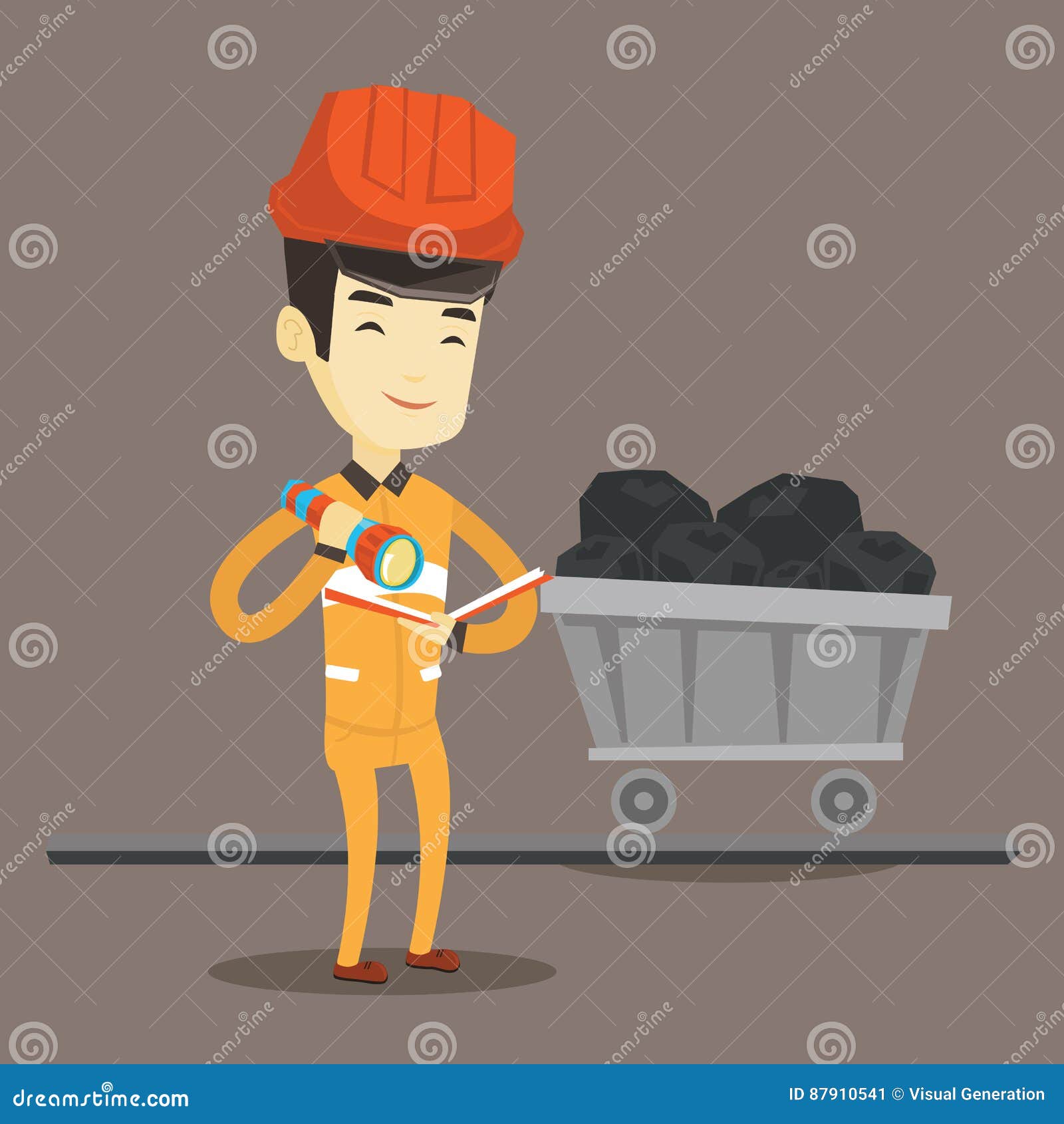 Miner Checking Documents Vector Illustration. Stock Vector ...