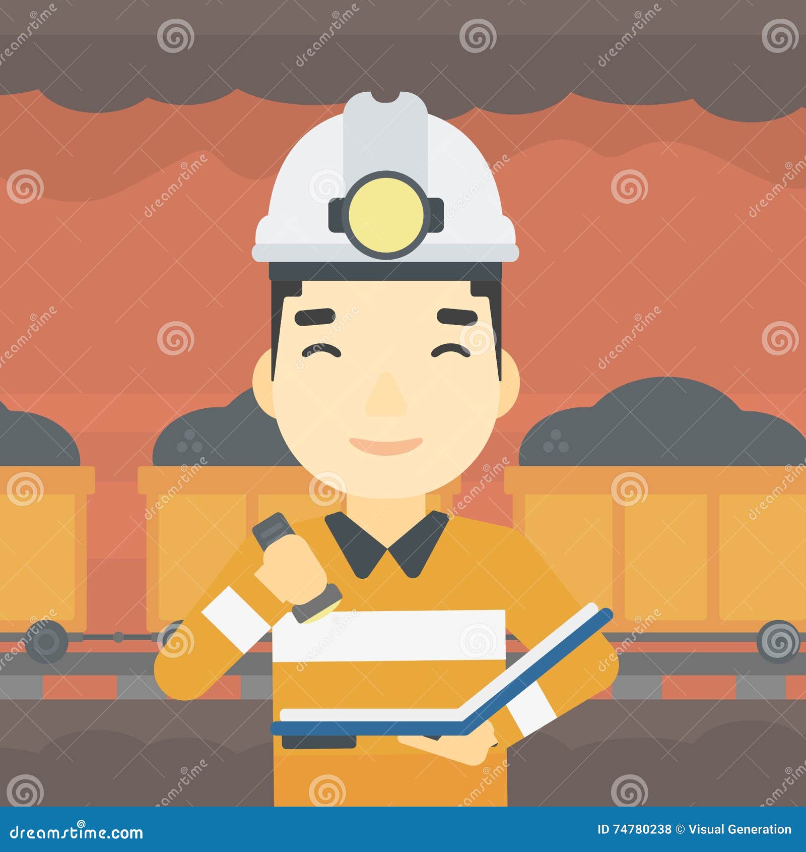 Miner Checking Documents Vector Illustration. Stock Vector ...