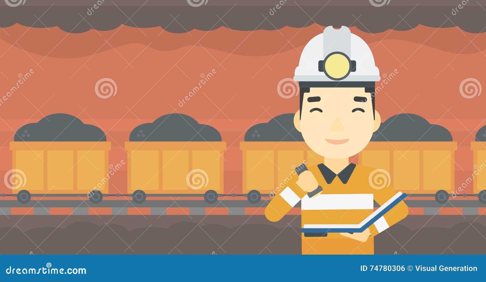 Miner Checking Documents Vector Illustration. Stock Vector ...