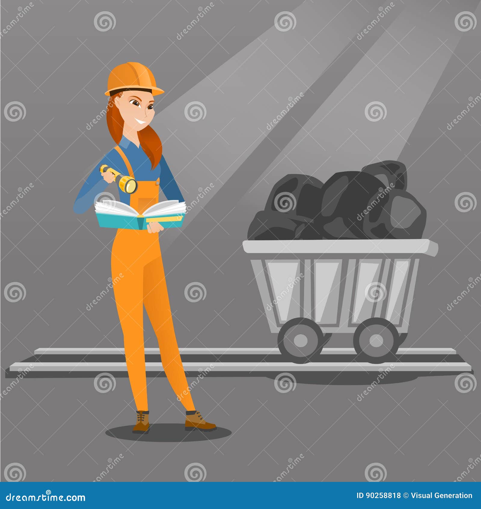 Miner Checking Documents Vector Illustration. Stock Vector ...