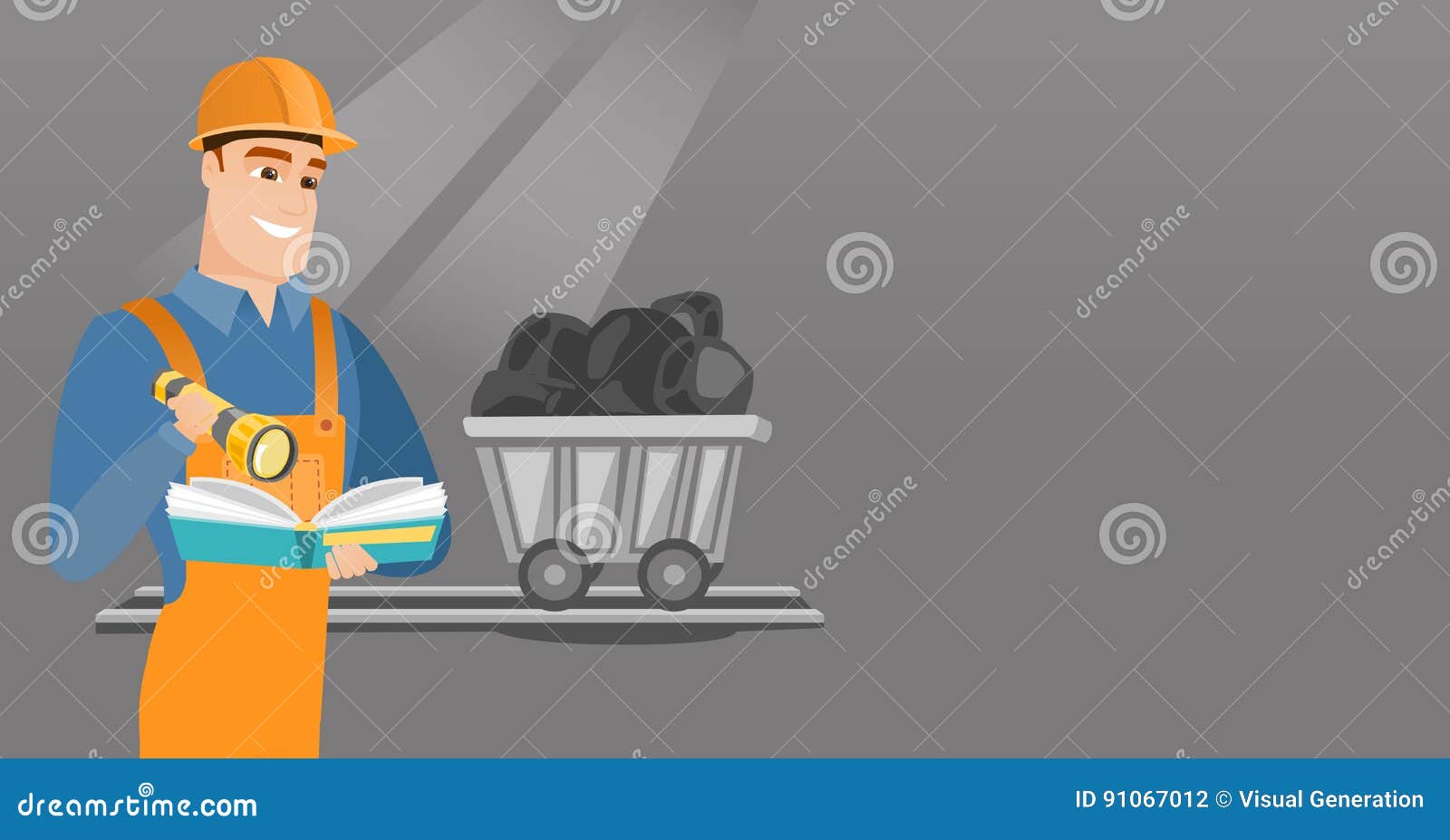 Miner Checking Documents Vector Illustration. Stock Vector ...