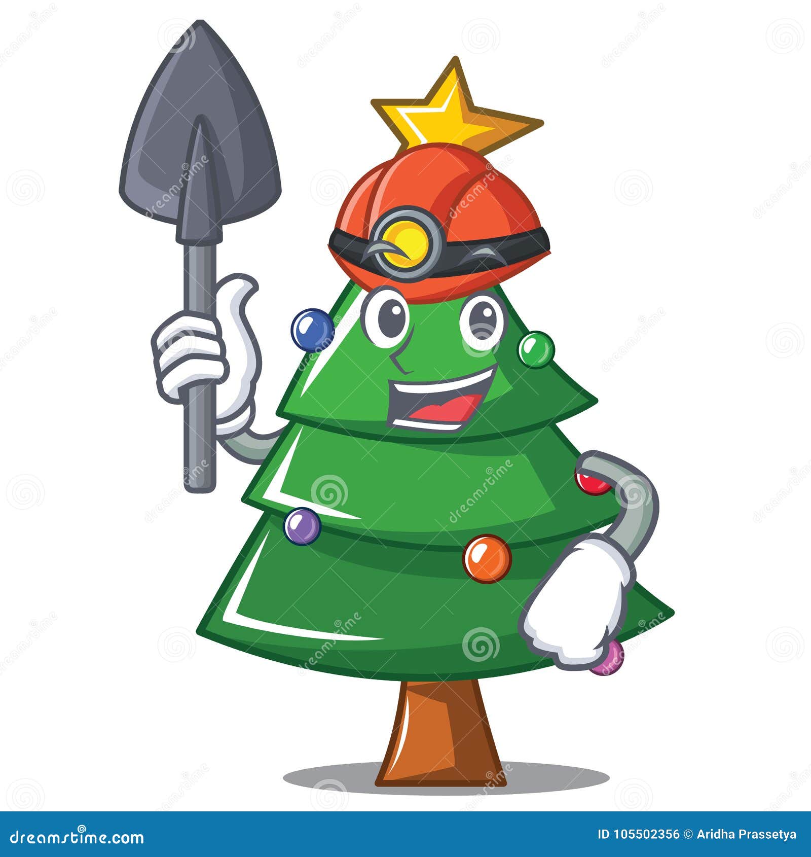 Miner Christmas Tree Character Cartoon Stock Vector - Illustration of ...