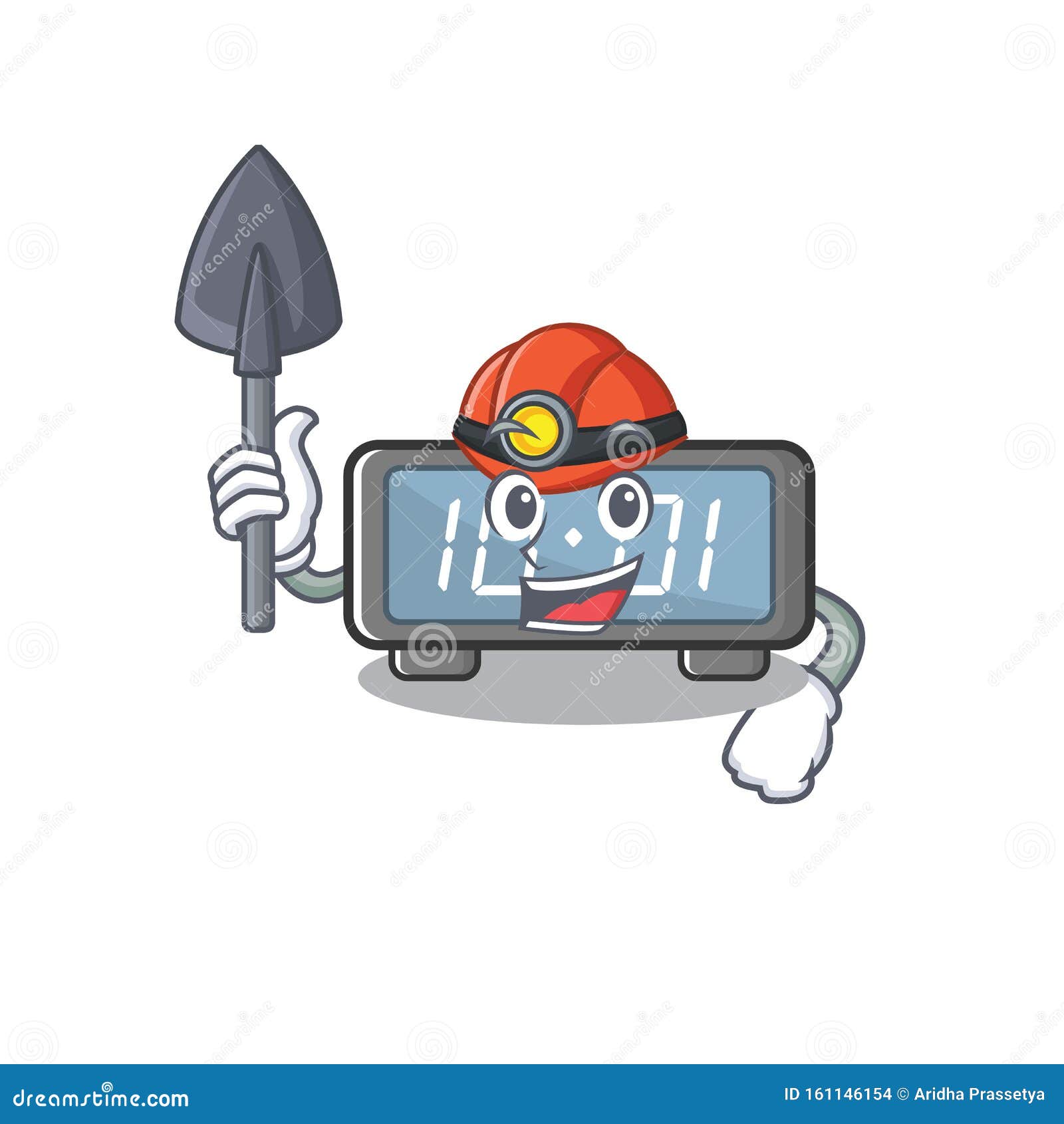 Miner Digital Clock Cartoon in Character Shape Stock Vector ...