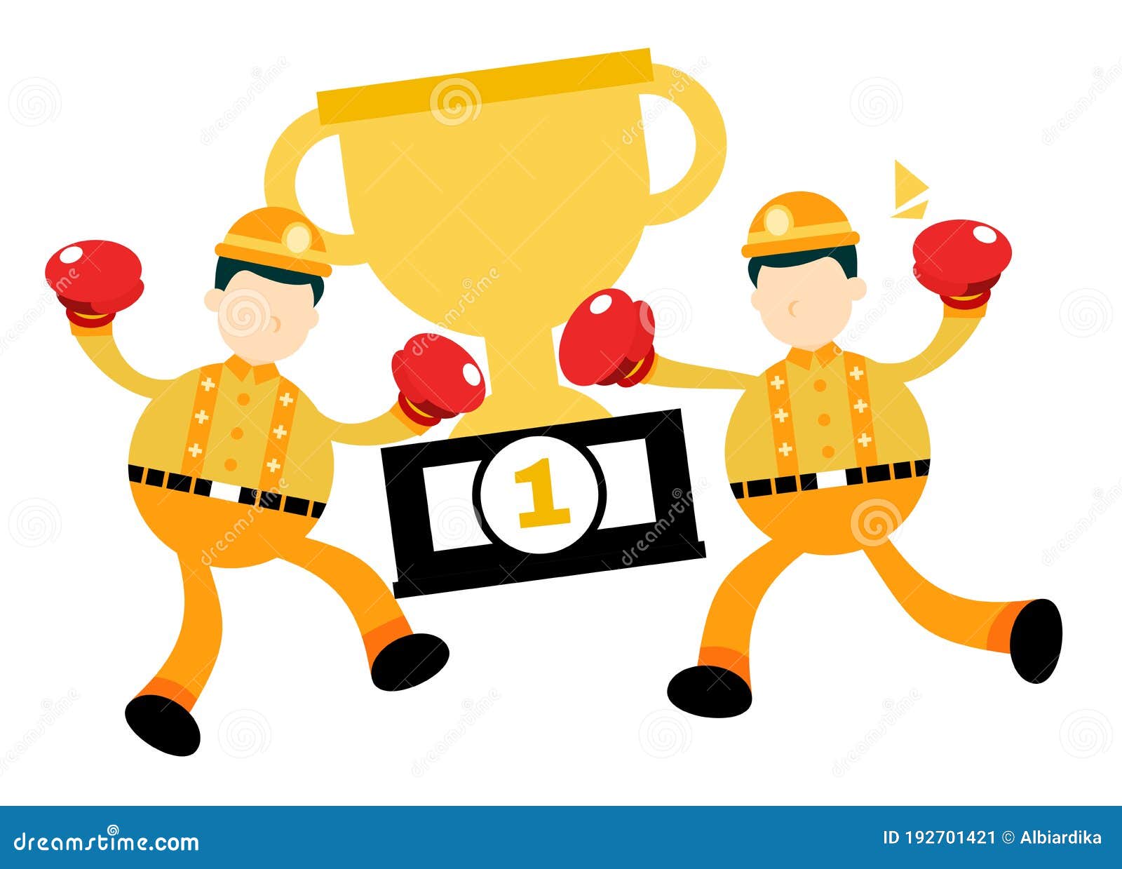 Miner Worker Man Pick Trophy Win Champion Cartoon Doodle Flat Design ...
