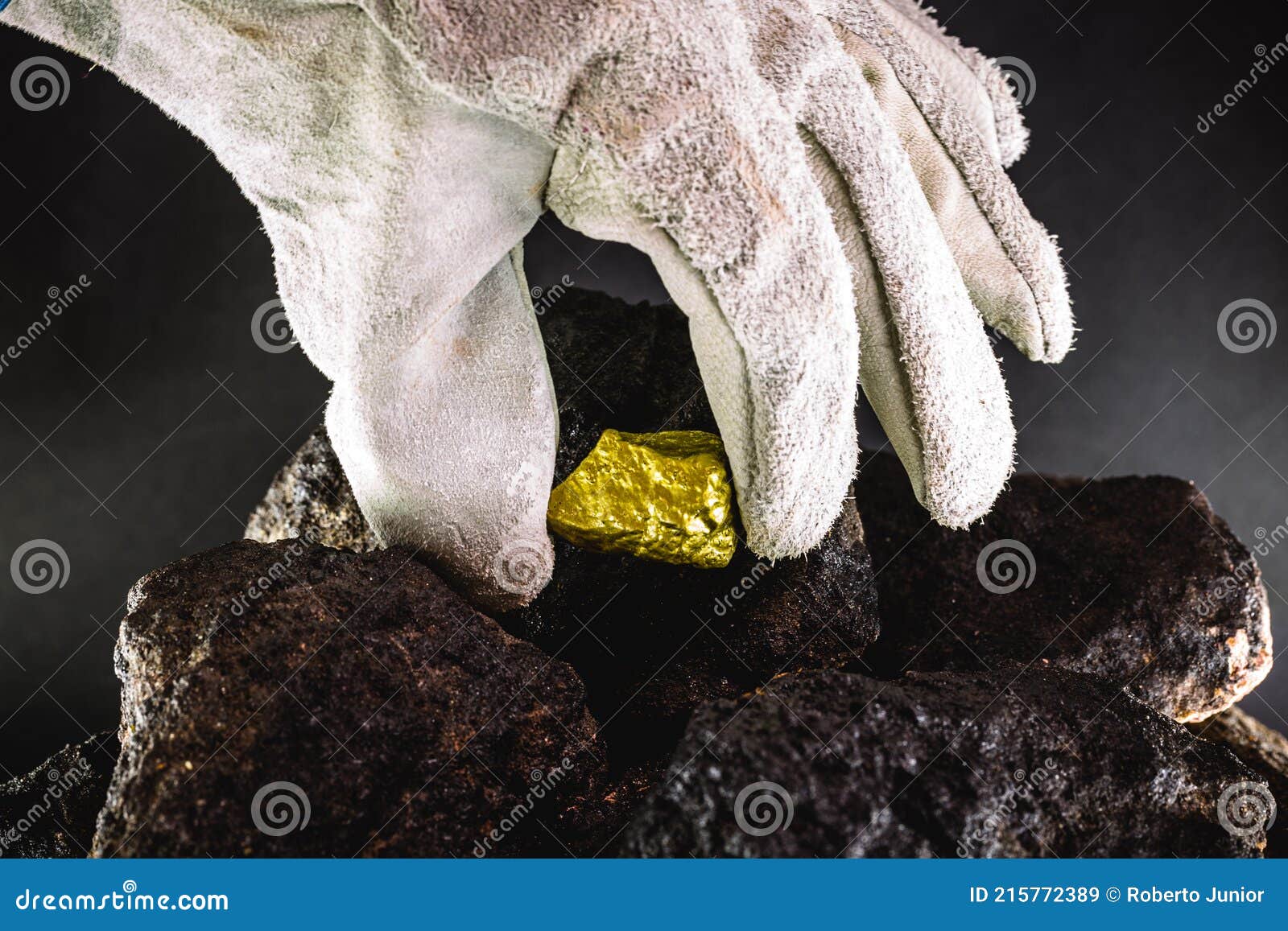 Miner Hand Removing Gold Stone from Excavation Mine Stock Image - Image ...