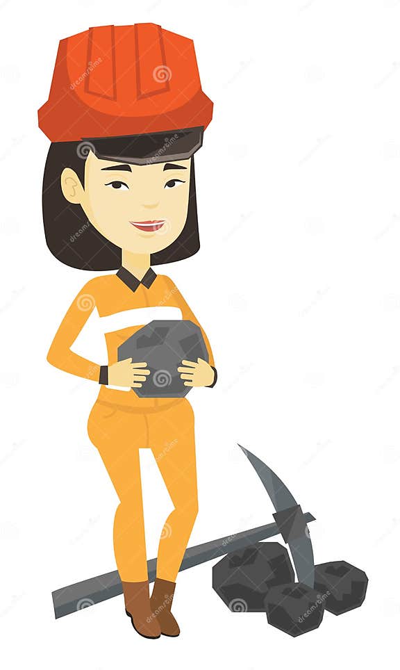 Miner Holding Coal In Hands Vector Illustration Stock Vector