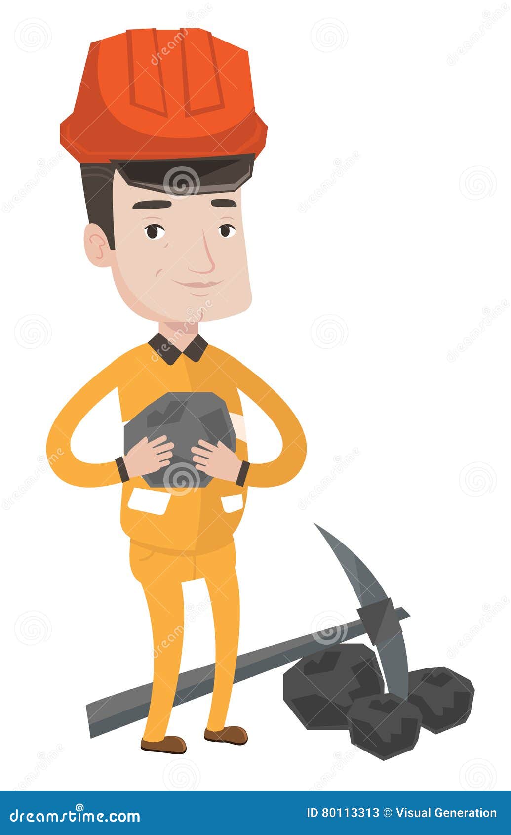 Miner Holding Coal in Hands Vector Illustration. Stock Vector ...