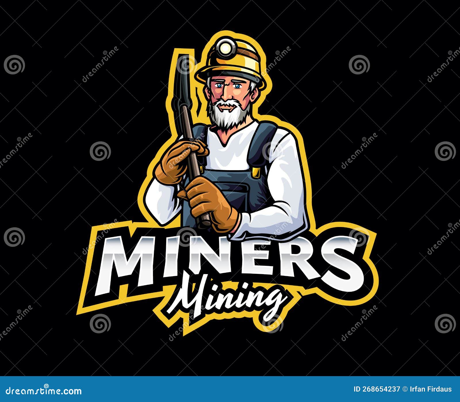 Miner Mascot Logo Design stock vector. Illustration of cartoon - 268654237