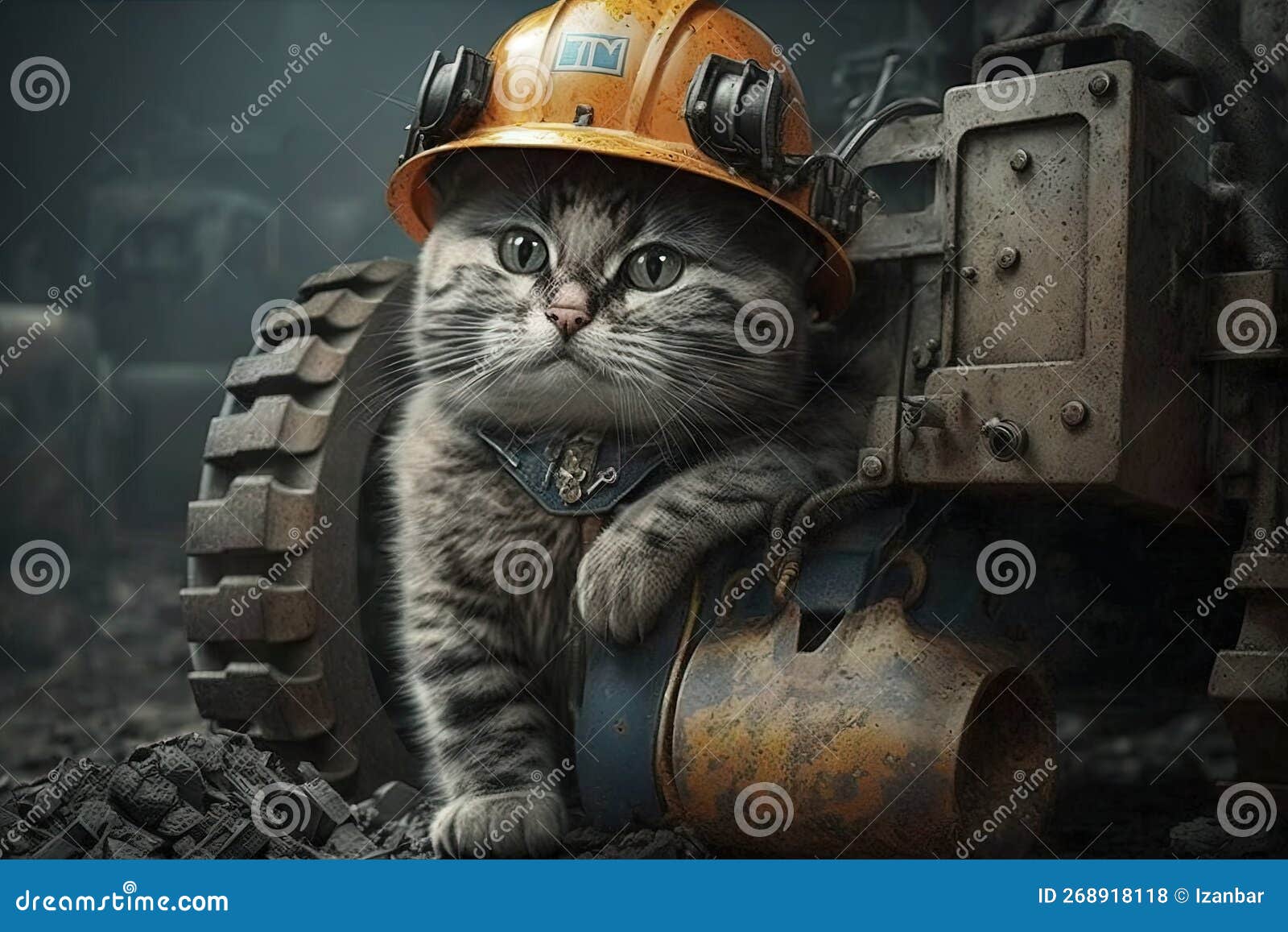 Miner Mining Engineer Cat Working Job Profession Illustration ...