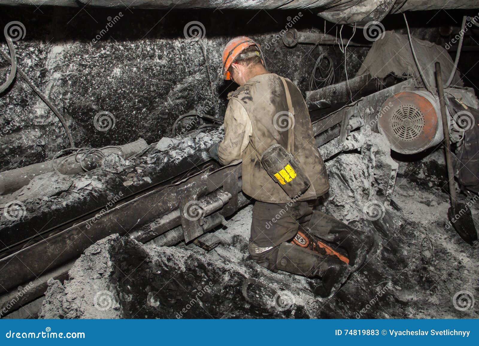 Miner in a mine editorial stock photo. Image of clothing - 74819883