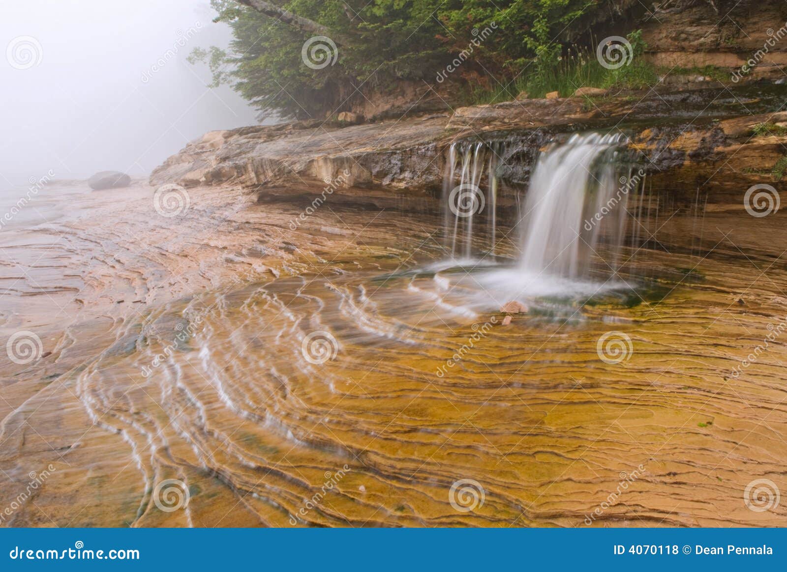Miner S Beach Cascade in Fog Stock Photo - Image of upper, textured ...
