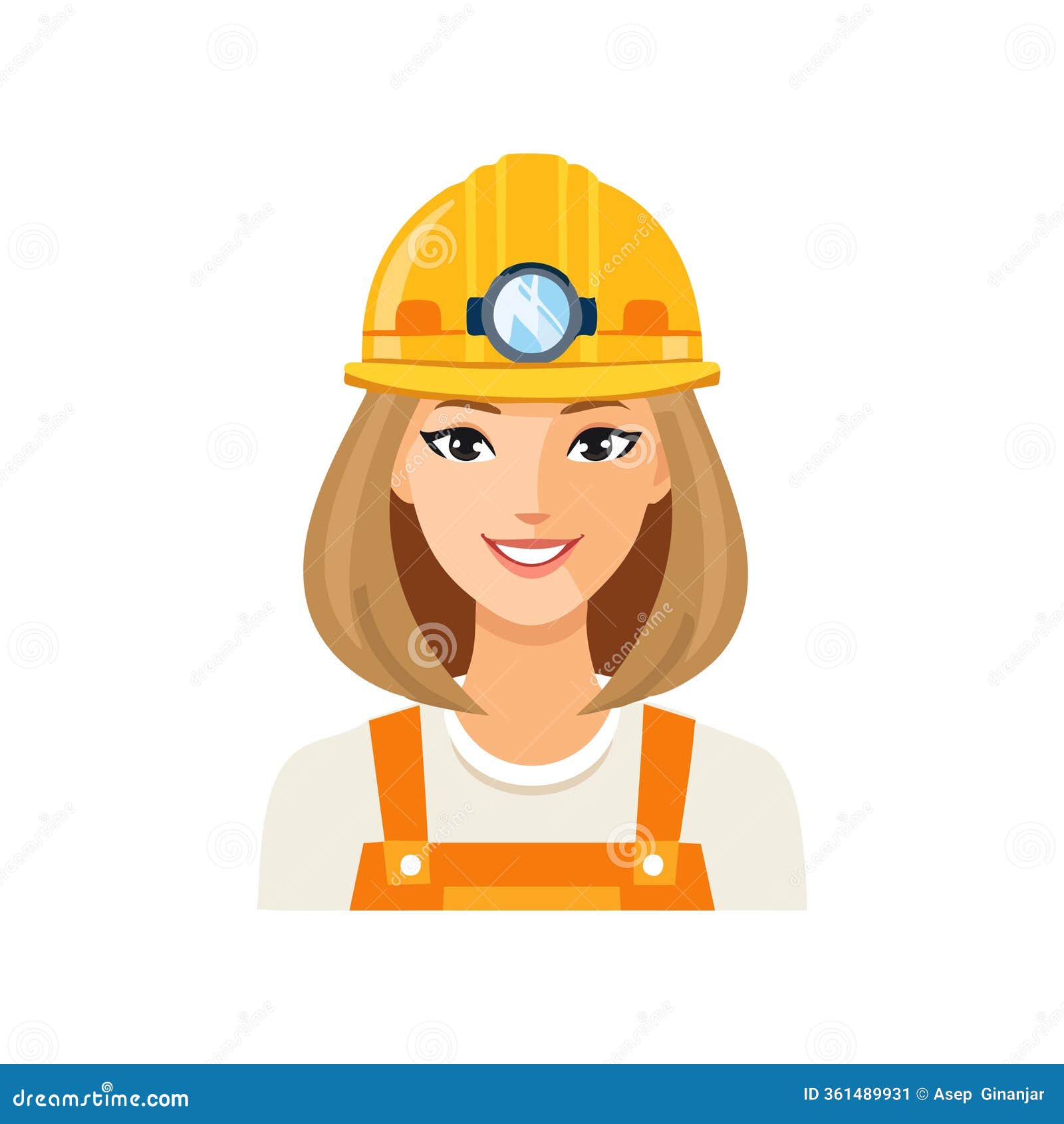 Miner Wearing A Helmet With A Headlamp Reflective Vest And Respirator ...