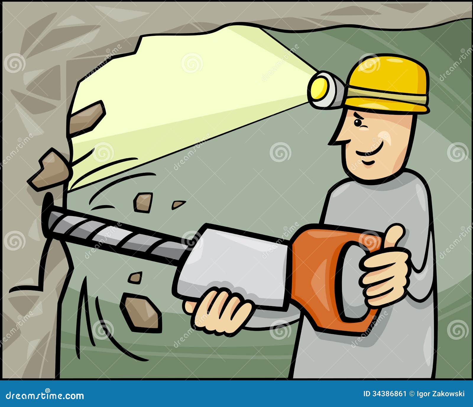 Miner at Work Cartoon Illustration Stock Vector - Illustration of ...