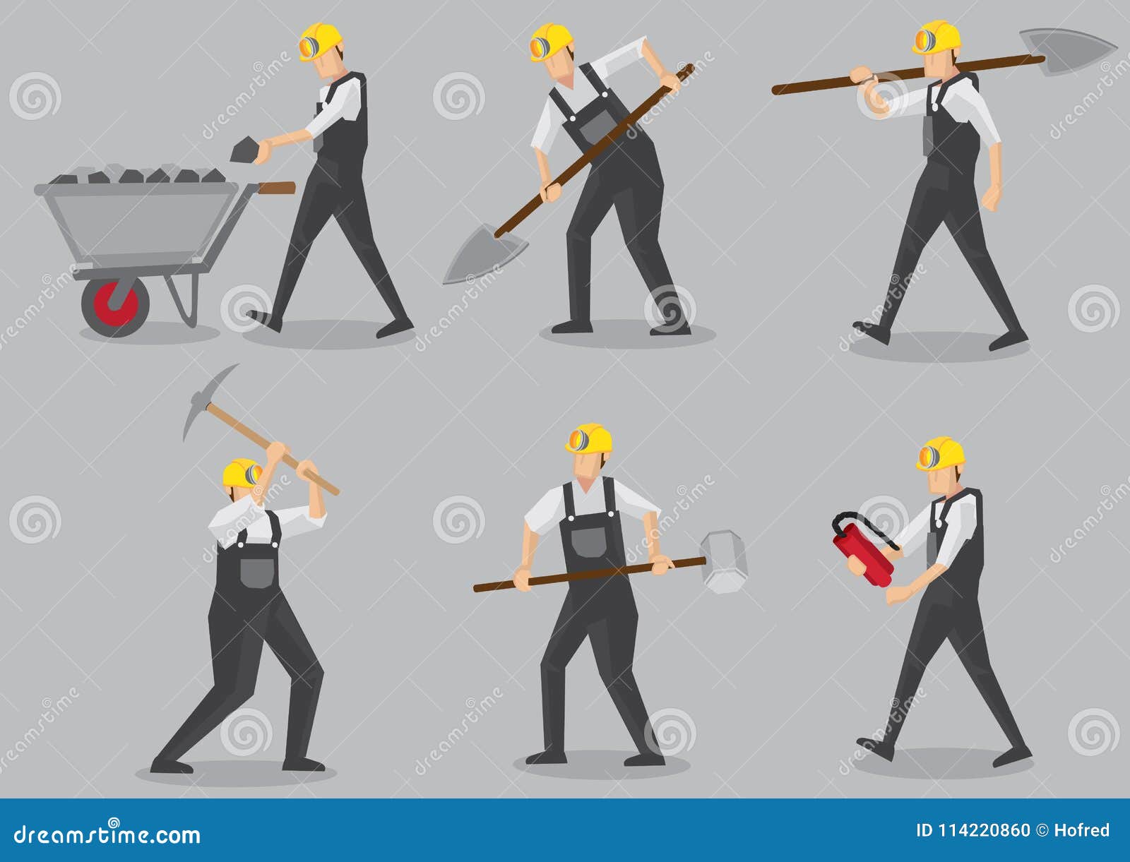 Miner with Work Tools Vector Characters Illustration Stock Vector ...
