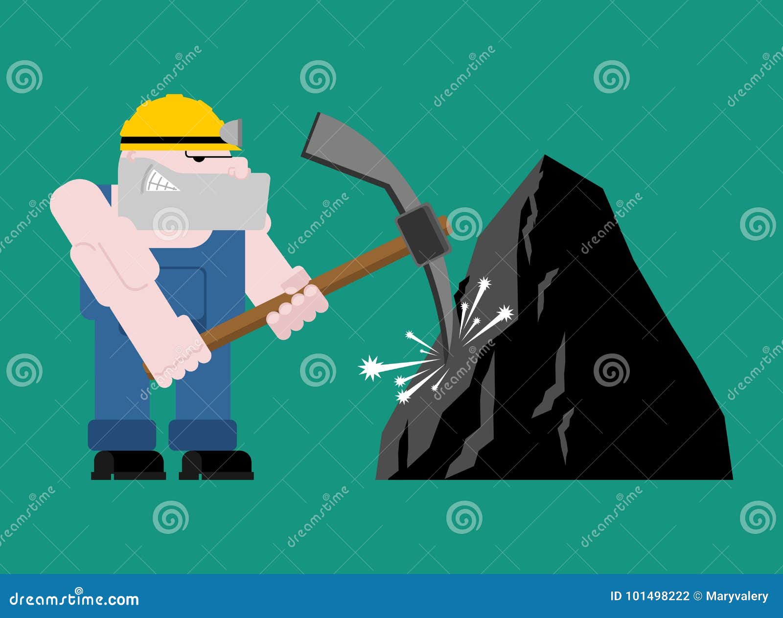 Miner Worker Mining Isolated. Collier with Pickaxe Stock Vector ...