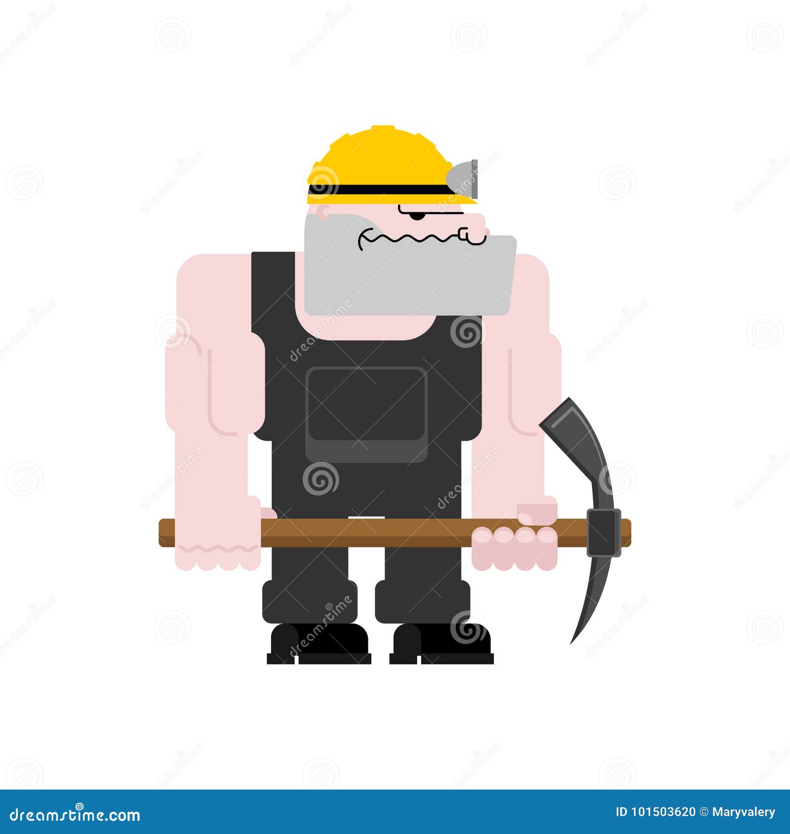 Worker Mining Pick Axe Helmet Light Figure Pictogram Royalty-Free ...