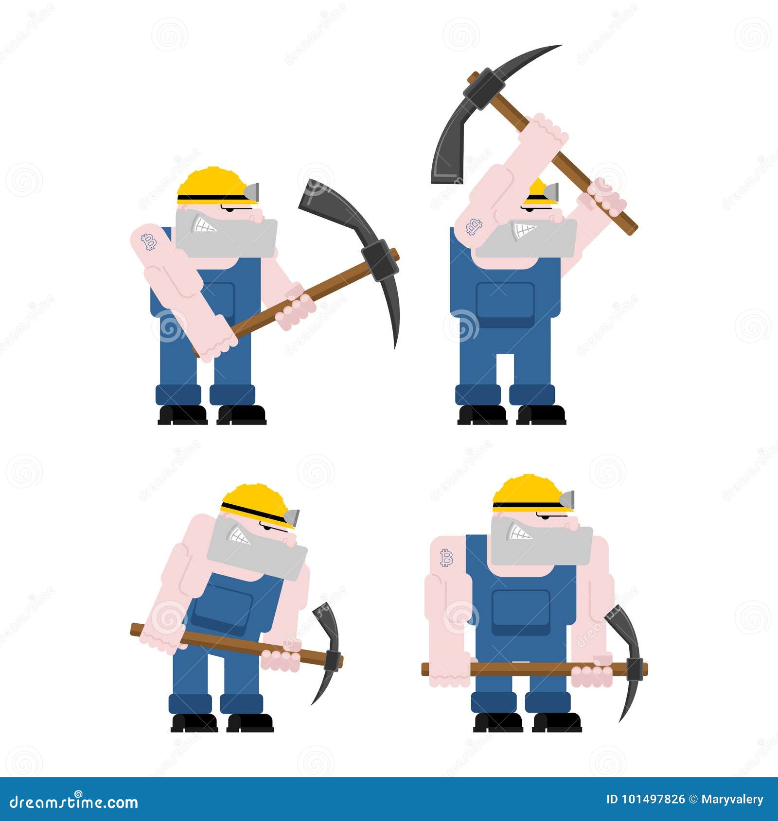 Worker Mining Pick Axe Helmet Light Figure Pictogram Royalty-Free ...