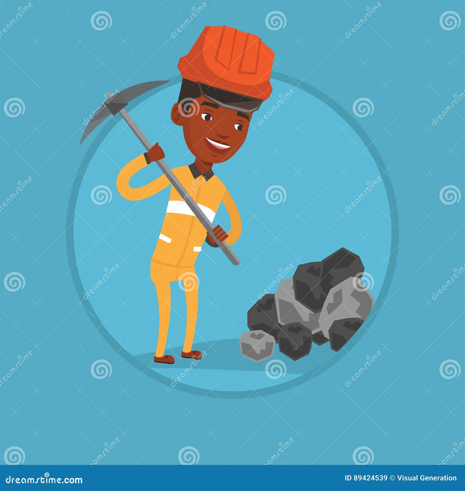 Miner Working with Pickaxe Vector Illustration. Stock Vector ...