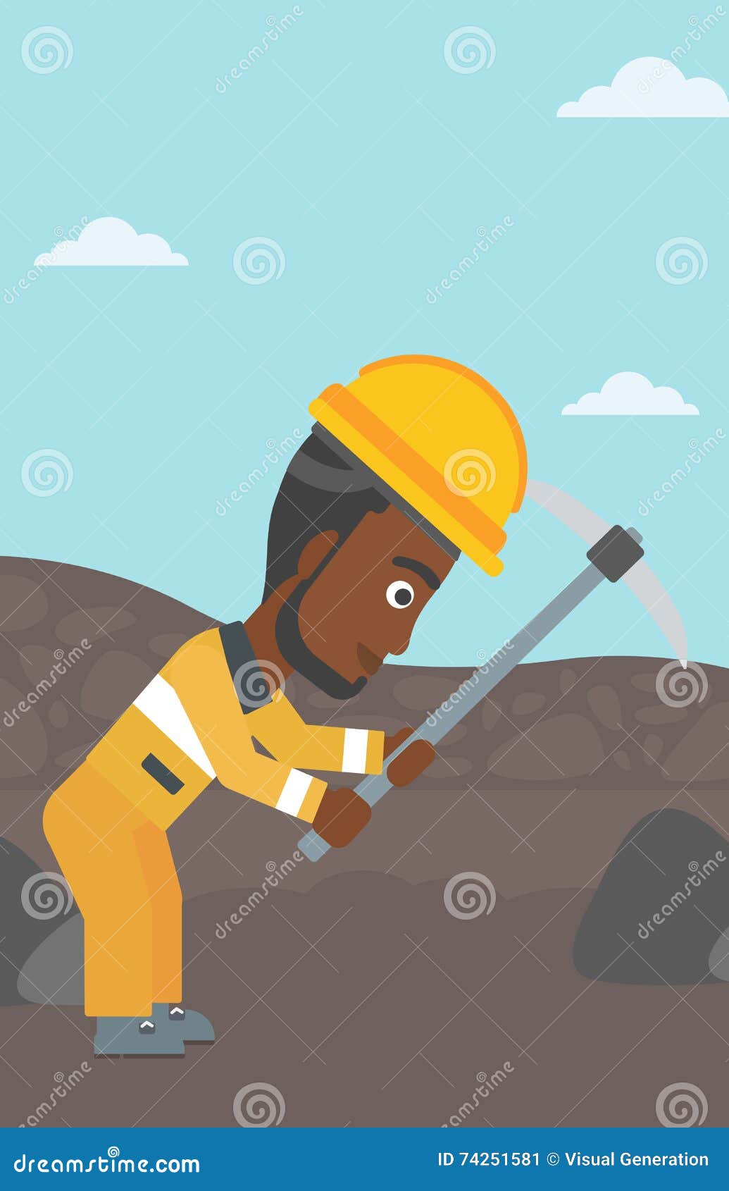 Miner Working with Pickaxe Vector Illustration. Stock Vector ...